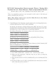 Ecn C Ps S Pdf ECN C Intermediate Macroeconomic Theory Spring Problem Set