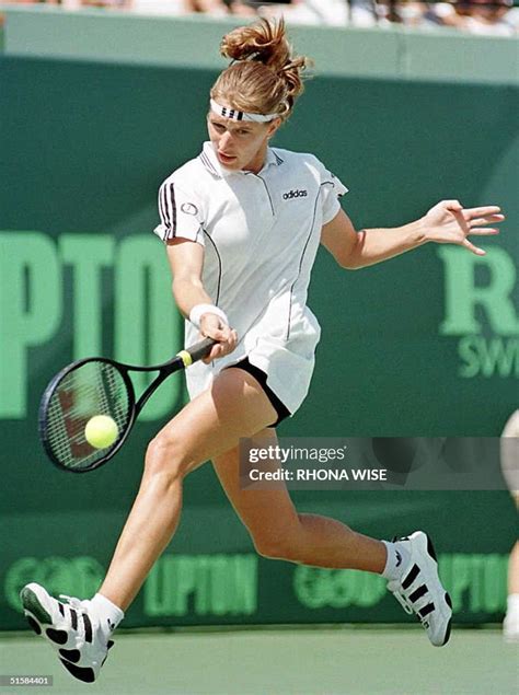 Steffi Graf Of Germany Hits A Forehand In Her Womens Singles Finals