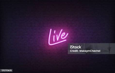 라이브 네온 사인 빛나는 네온 글자 라이브 온 에어 템플릿 라스베이거스에 대한 스톡 벡터 아트 및 기타 이미지 라스베이거스