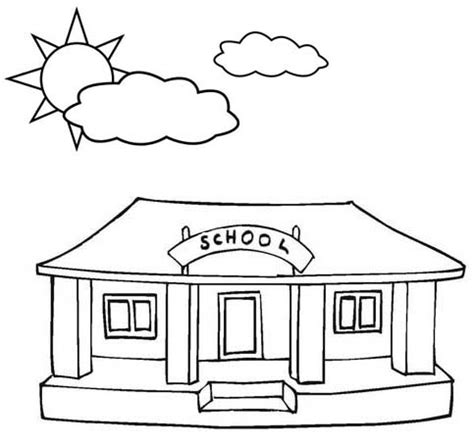 School Building Coloring Pages Sketch Coloring Page