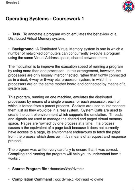 Ppt Operating Systems Coursework 1 Powerpoint Presentation Free