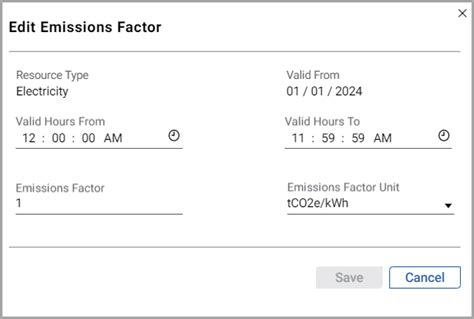 Site Level Configure Emission Factors