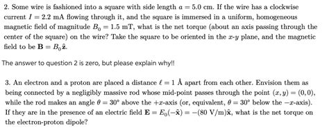 Solved Some Wire Is Fashioned Into A Square With Side Chegg Com
