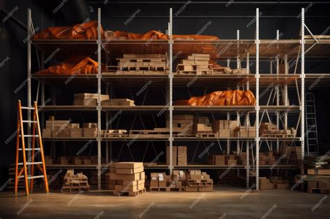 Premium Ai Image Scaffolding Materials Storage