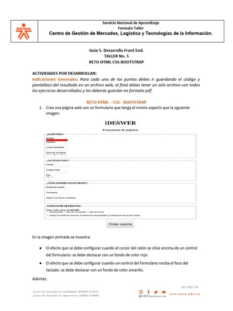 04 19 Taller Retos Html Css Bootstrap Pdf Bootstrap Marco Frontal