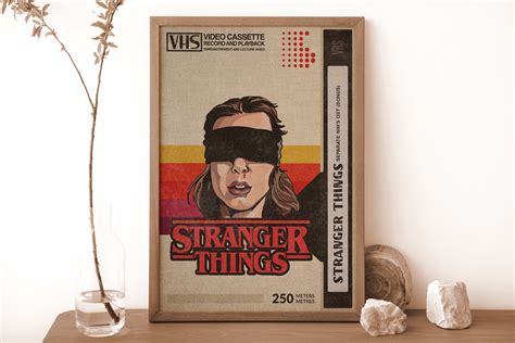 Иллюстрация Очень странные дела Одиннадцать в стиле Vhs в стиле