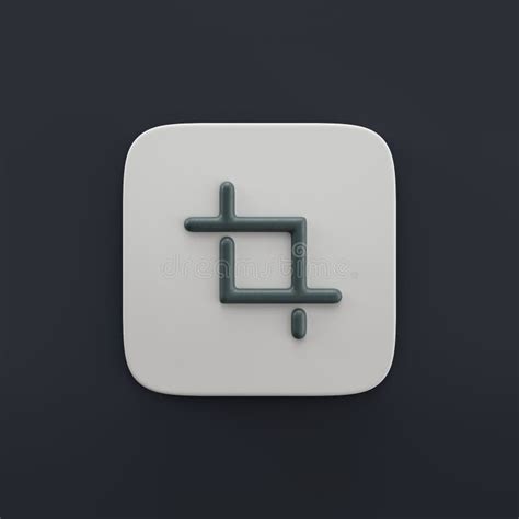 Crop 3d Icon Outilne Design And Development Icon In Grey Color On A Button Shape 3d Rendering