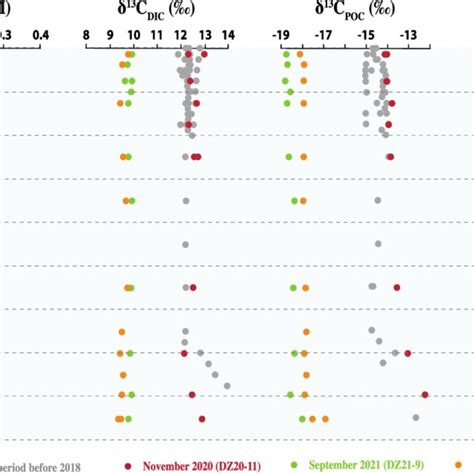 Vertical Profiles Of Dic δ 13 C Dic δ 13 C Poc And δ 15 N Pon In Download Scientific