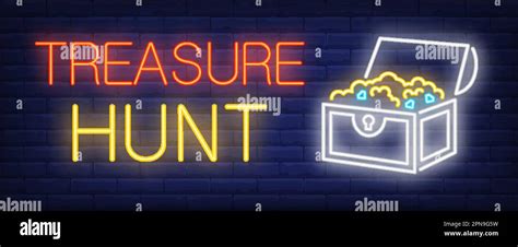 Treasure Hunt Neon Sign Stock Vector Image Art Alamy