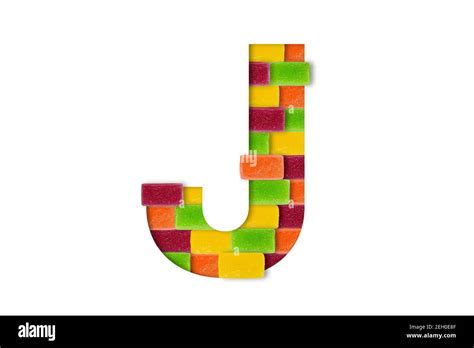 Candy Or Sweets Alphabet Isolated On White Background Latin Food Alphabet Candy Letter J Stock
