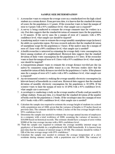 Sample Size Determination Pdf Sample Size Determination Sampling Statistics