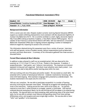 Fba Example Fill Online Printable Fillable Blank PdfFiller