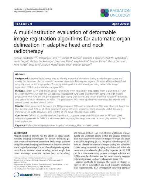 pdf a multi institution evaluation of deformable image registration