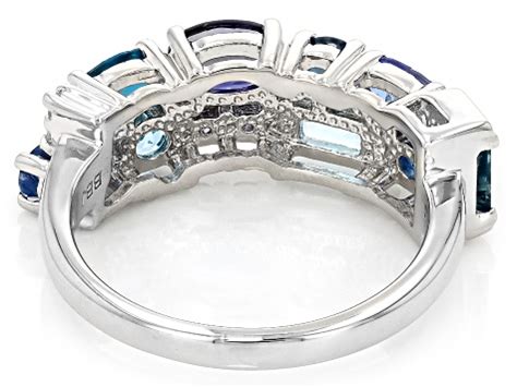 Multi Gemstone Rhodium Over Sterling Silver Ring 207ctw Rst925 Jtv