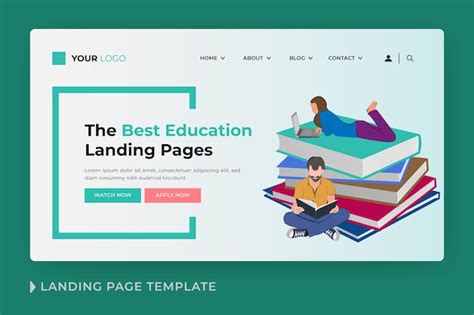 Premium Vector Online Education Flat Vector Landing Page Template