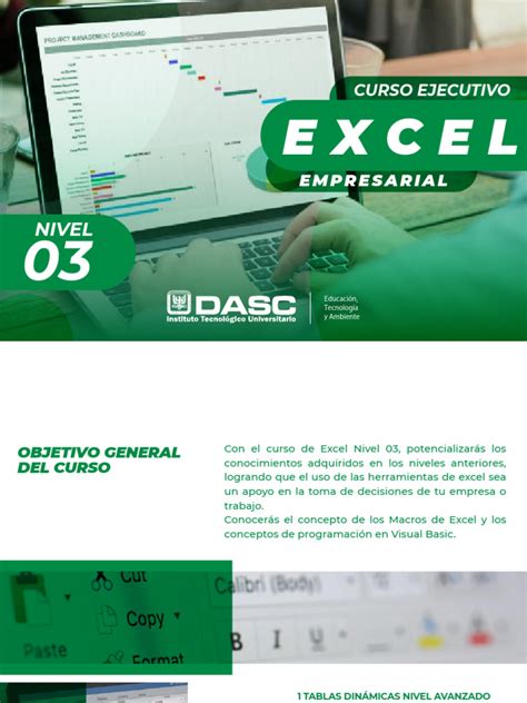 Temario Curso Excel Empresarial Avanzado Excelnivel 03 Dasc 2023 Pdf Microsoft Excel Macro