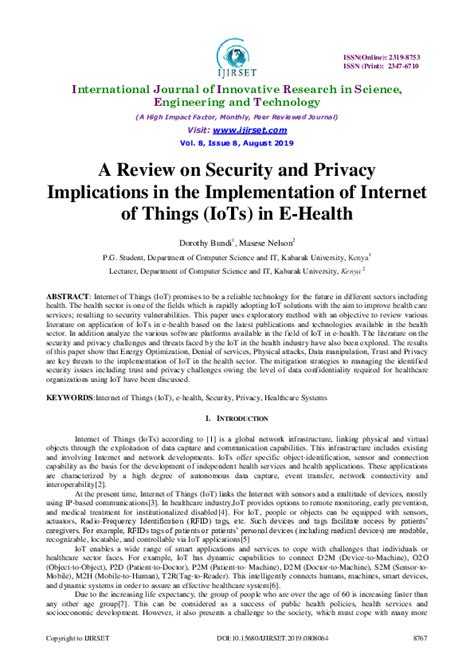 Pdf A Review On Security And Privacy Implications In The Implementation Of Internet Of Things