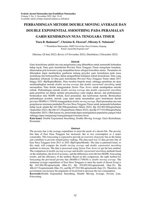Pdf Perbandingan Metode Double Moving Average Dan Double Exponential