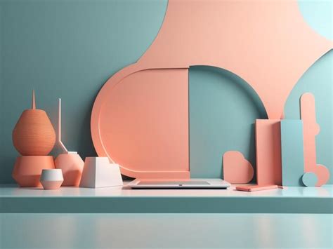 Simplicity In Innovation 3d Minimal Desktop With Blank Screen Mockup Empowering Creativity