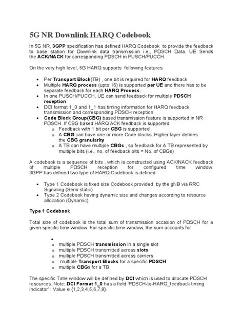 5g Nr Downlink Harq Codebook Pdf Transmission Control Protocol Bit