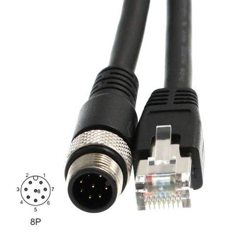 ROHS Cat6 Industrial Ethernet Cable M12 D Code 8 Pin To RJ45 สำหรบเซนเซอร Fieldbus