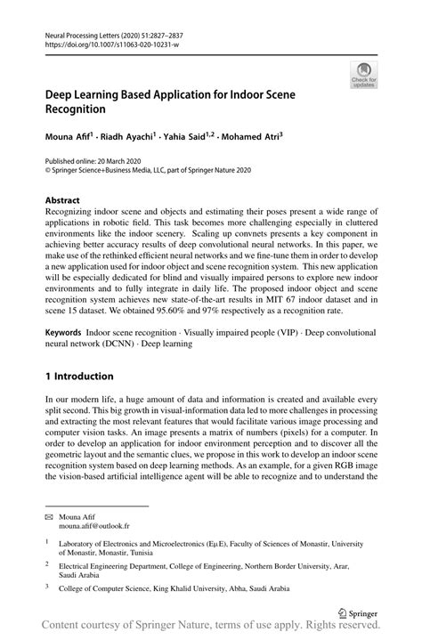 Deep Learning Based Application For Indoor Scene Recognition Request Pdf