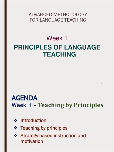 Week 1 Principles Of Language Teaching For Teaching Pdf English As A Second Or Foreign