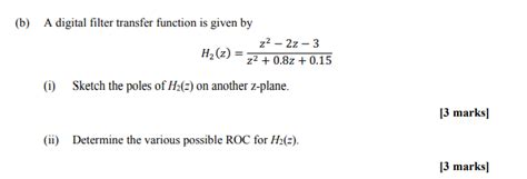Solved B A Digital Filter Transfer Function Is Given By 22