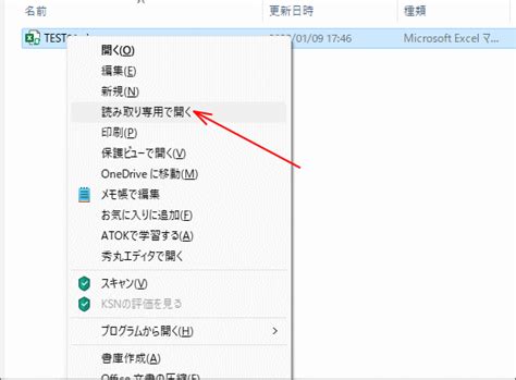 基本操作 読み取り専用で開く