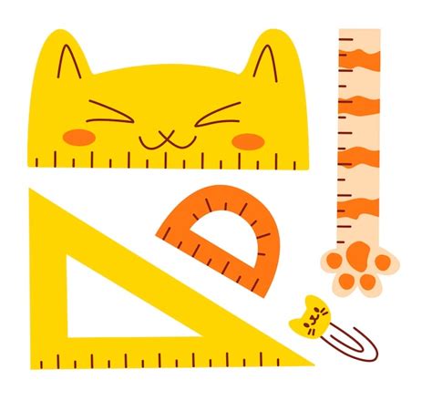 Premium Vector Set Of Vector School Rulers Flat Cartoon Style Ruler