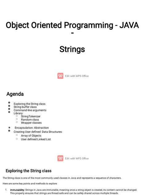 Object Oriented Programming Java Strings Pdf String Computer