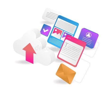 Flat Isometric 3d Illustration Cloud Server Data Network Stock Illustration Illustration Of