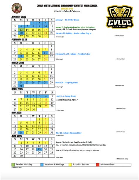 School Calendar Cvlcc High School