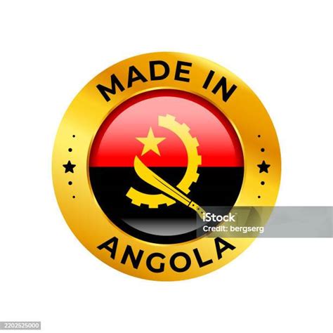 앙골라 라벨에서 제작 골드 라운드 벡터 배지 스탬프 앙골라의 국기 및 텍스트와 아이콘 흰색 배경에 고립 0명에 대한 스톡 벡터 아트 및 기타 이미지 Istock