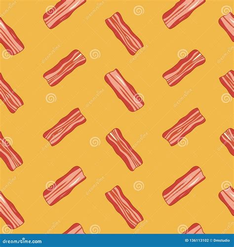 Vector Seamless Breakfast Pattern With Bacon Slices Stock Vector