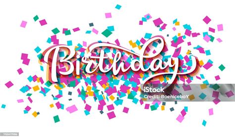생일 축 하에 대 한 풍선 색종이와 선물 상자 디자인 서식 파일 인사말 카드와 포스터에 대 한 행복 한 생일 타이포 그래피 벡터 디자인 벡터 공휴일에 대한 스톡 벡터 아트