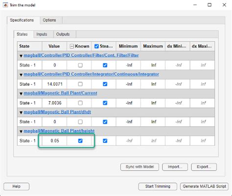 Linearize At Trimmed Operating Point Matlab And Simulink