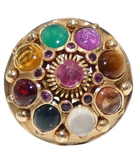 Thai Princess Ring 14k Gold Multi Gem Stones Olde Inverness Antiques