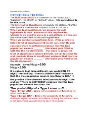 L Hypothesis Testing For Means Docx Hypothesis Testing For Means