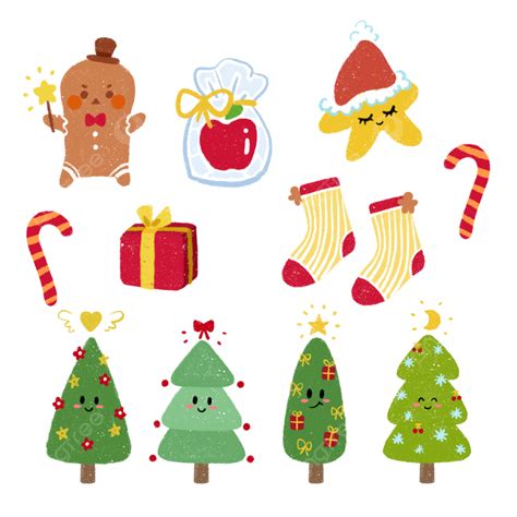 Hand Drawn Cartoon Cute Christmas Decoration Elements Combination