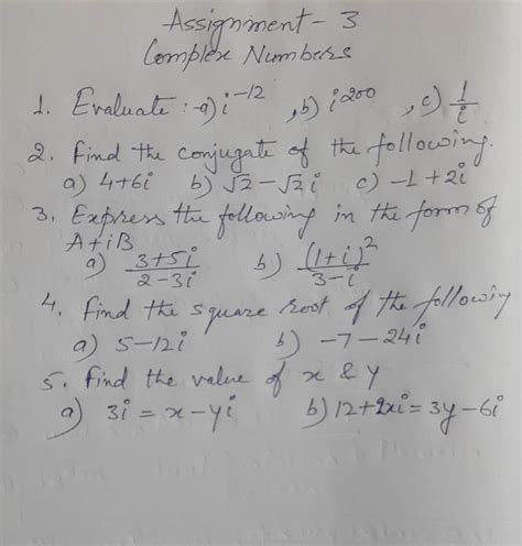 assignment 3 complex numbers1 evaluate a i i−12 b i200 c i1 2