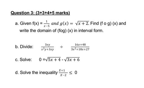 Solved A Given F X X−51 And G X X 2 Find F∘g X And