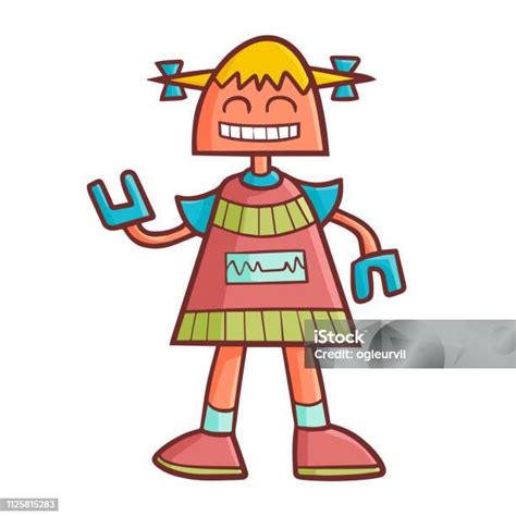 Girl Robot Smiling Happily Stock Illustration Download Image Now