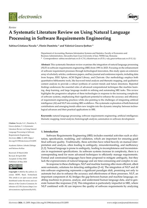 Pdf A Systematic Literature Review On Using Natural Language Processing In Software