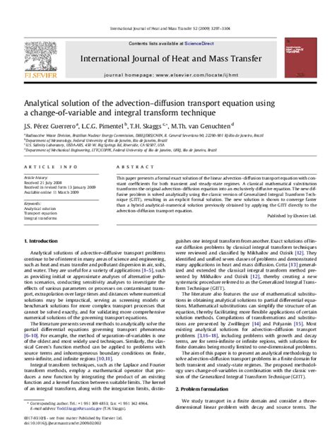 Pdf Analytical Solution Of The Advectiondiffusion Transport Equation