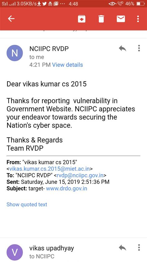 Vikas Upadhyay On Linkedin Bughunting Indiangoverment Nciipc