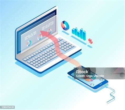 전화 및 랩톱 인포그래픽을 연결합니다 등등 측정 벡터 일러스트레이션 3차원 형태에 대한 스톡 벡터 아트 및 기타 이미지 3차원 형태 개념 개선 Istock