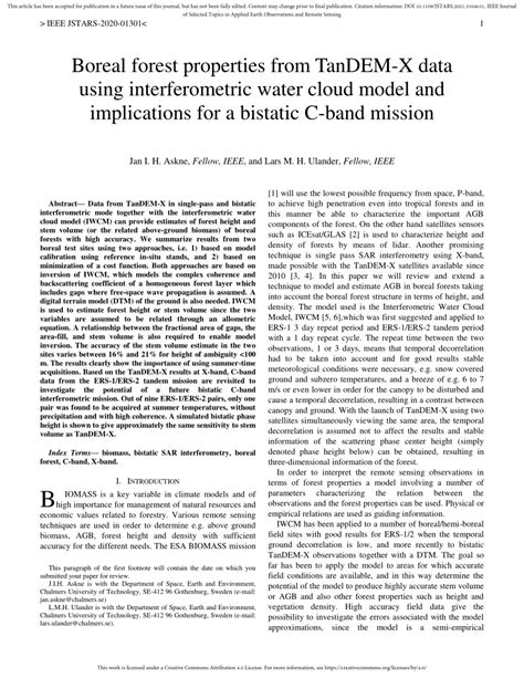 Pdf Boreal Forest Properties From Tandem X Data Using Interferometric Water Cloud Model And