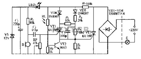 discrete components sound and light control stairs delay switch circuit