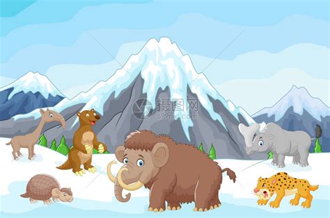 冰川时代的动物们插画图片下载 正版图片302496183 摄图网
